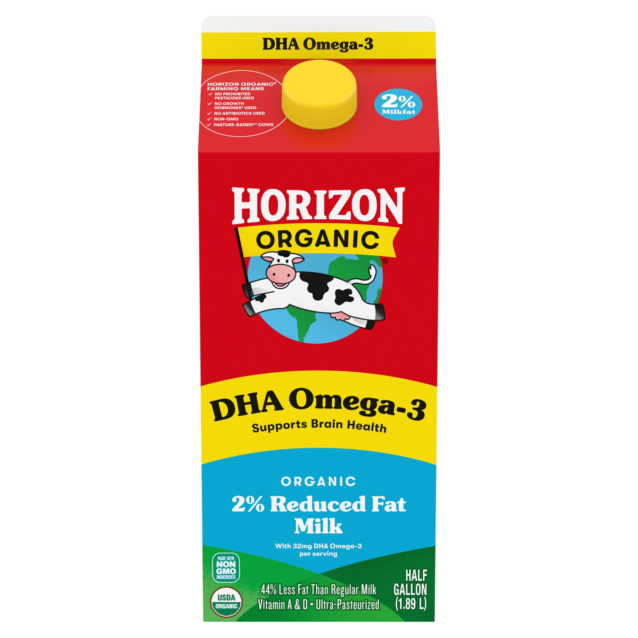 Horizon Organic DHA Omega-3 2 Percent Milk, DHA Reduced Fat Milk, 64 fl ...