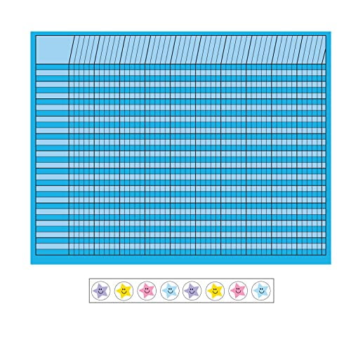 Horizontal Blue 4 Piece Classroom Incentive Chart and Sticker Set, for ...