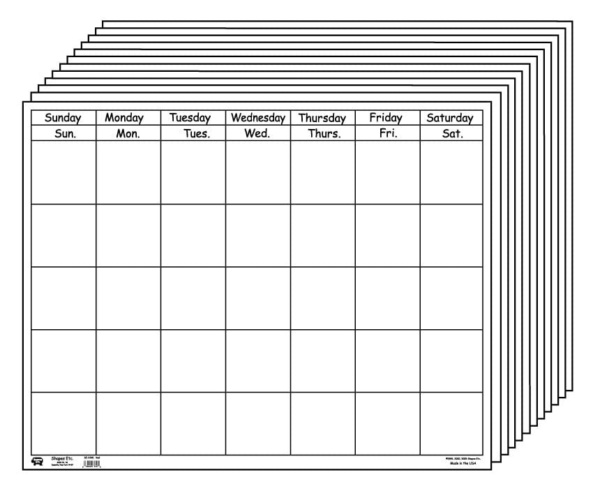 Horizontal Calendar - Set of 12 White - Walmart.com