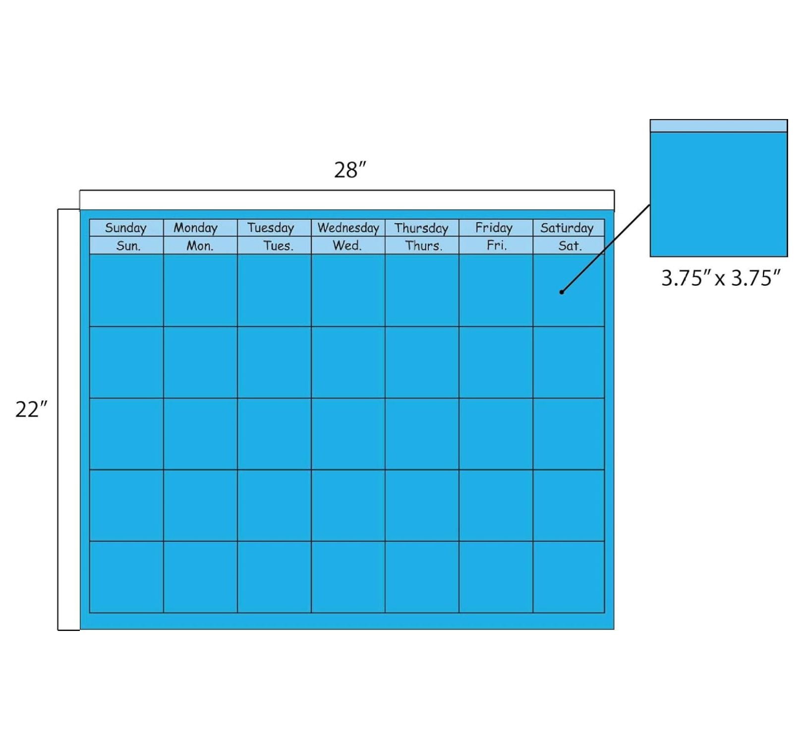 Horizontal Calendars Set of 12 White - 22x28 Inch Classroom Calendars ...