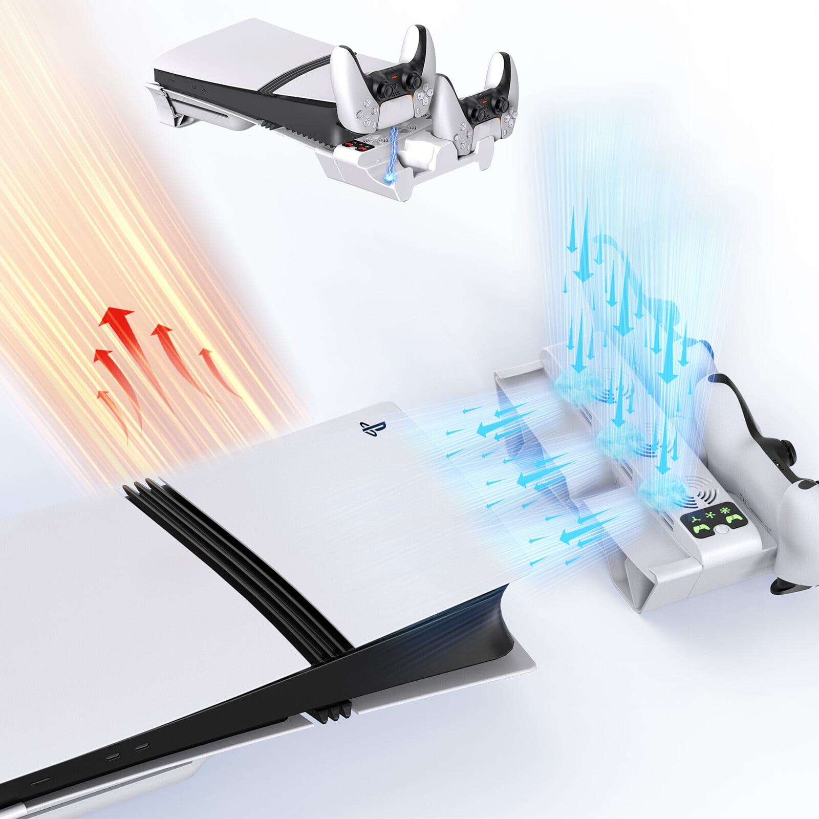 Horizontal Cooling Station for PS5 Slim/Pro Cooling Stand with ...