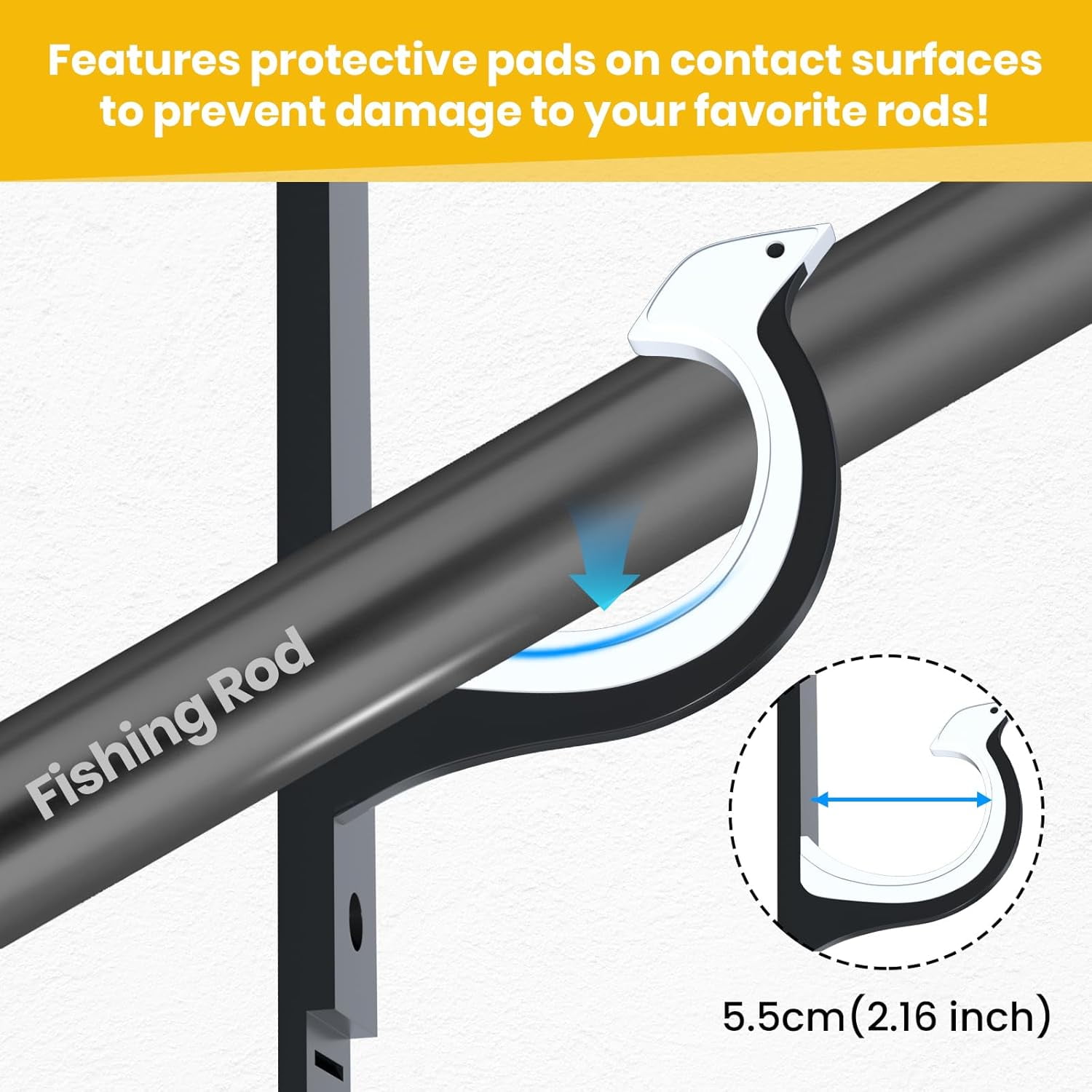 Horizontal Fishing Rod Holder for Garage Wall Ceiling Mount - Holds Up ...