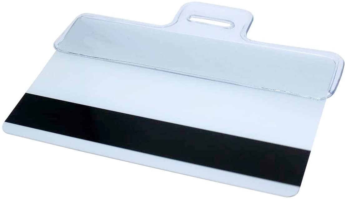 Horizontal Half Card Badge Holder - Clear Durable Vinyl for Swipe Cards ...