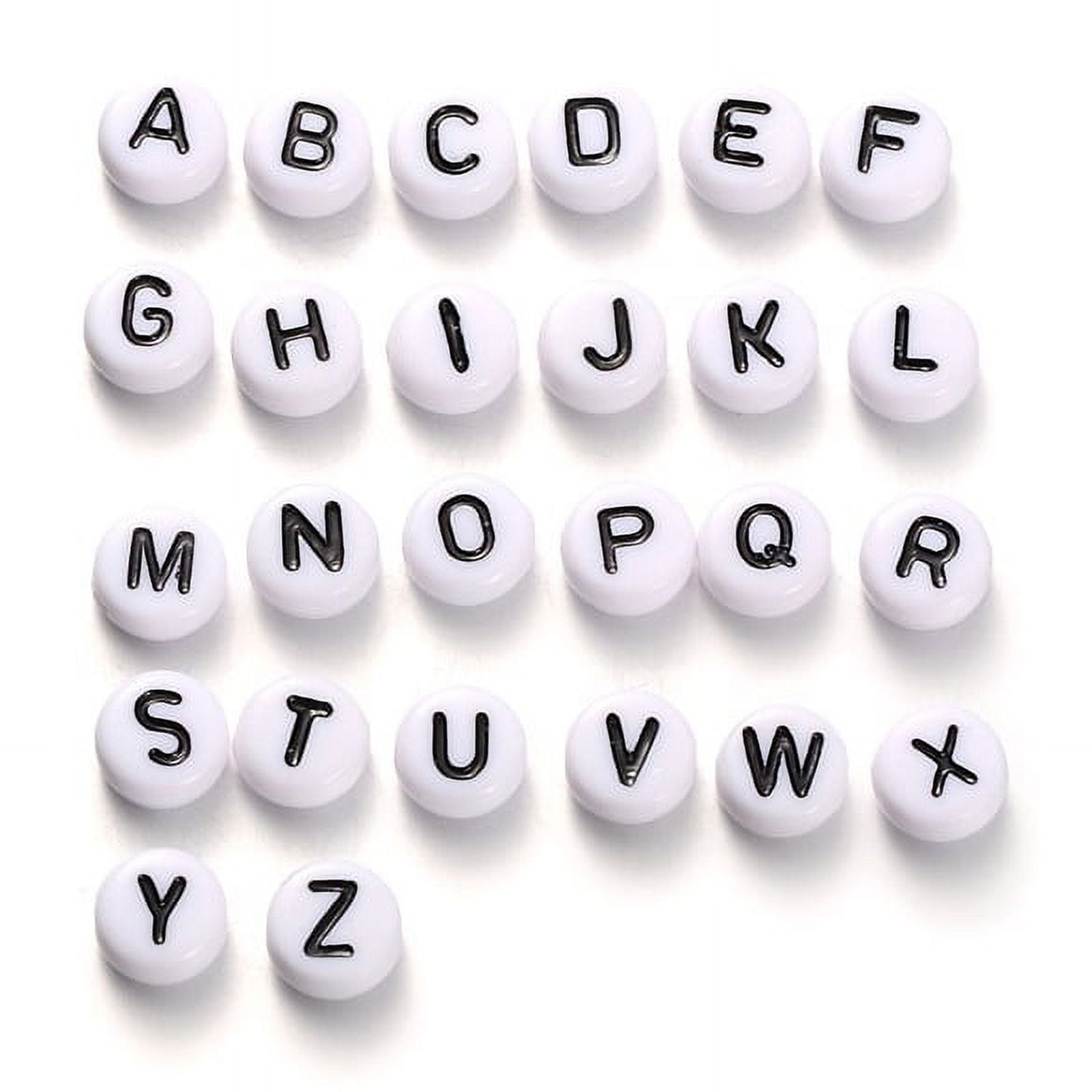 Horizontal Hole Alphabet Acrylic Beads Flat Round Letter A~Z 7x4mm Hole ...