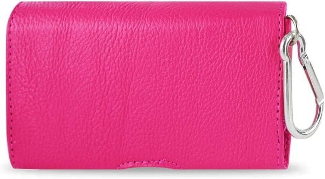 Horizontal Hot Pink Leather Case Magnetic Closure and Smooth No Clip ...