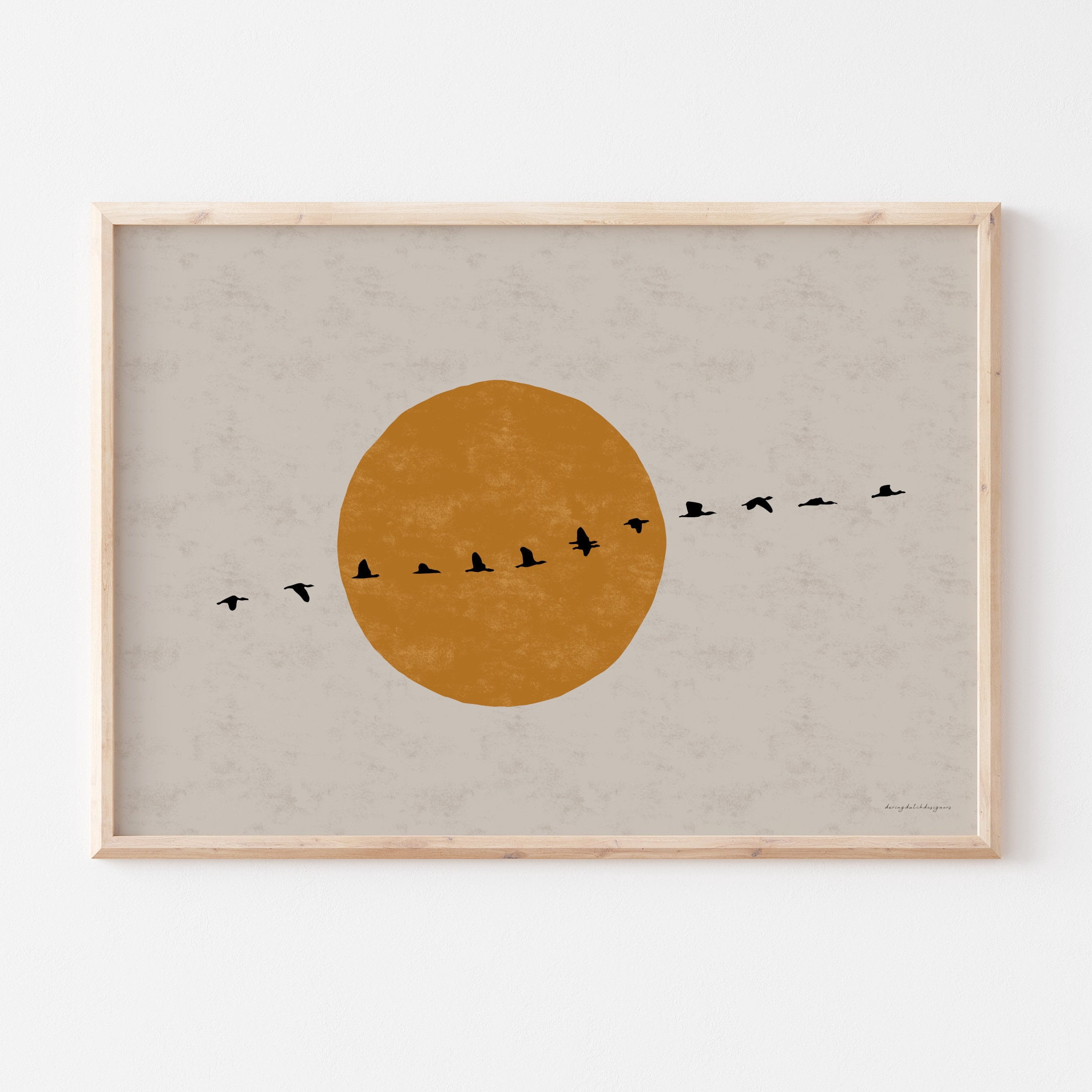 Horizontal Japanese Wall Art Poster, Flock Of Birds Japanese Sun Art ...