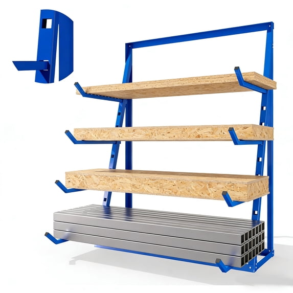 Horizontal Lumber Storage Rack, 4 Tier Pipe Organizer Shelf, 4000LBS ...