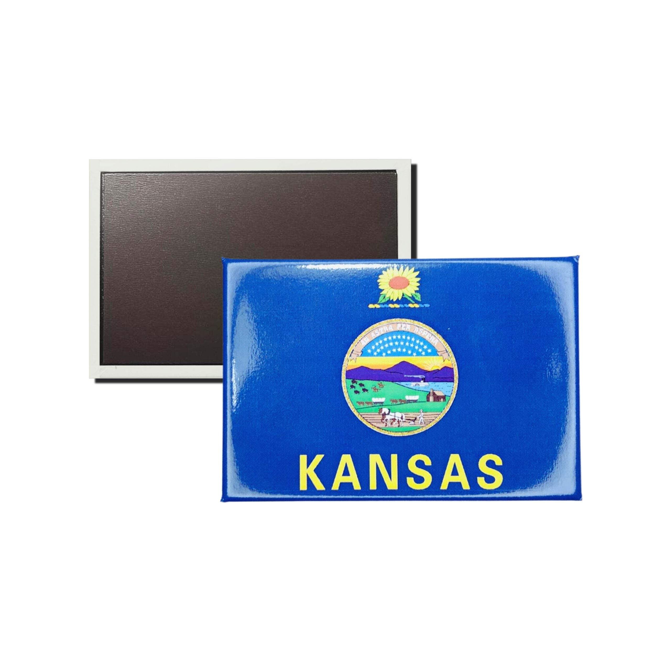 Horizontal Magnet - State Flag Kansas - USA | Refrigerator Decor Accent ...