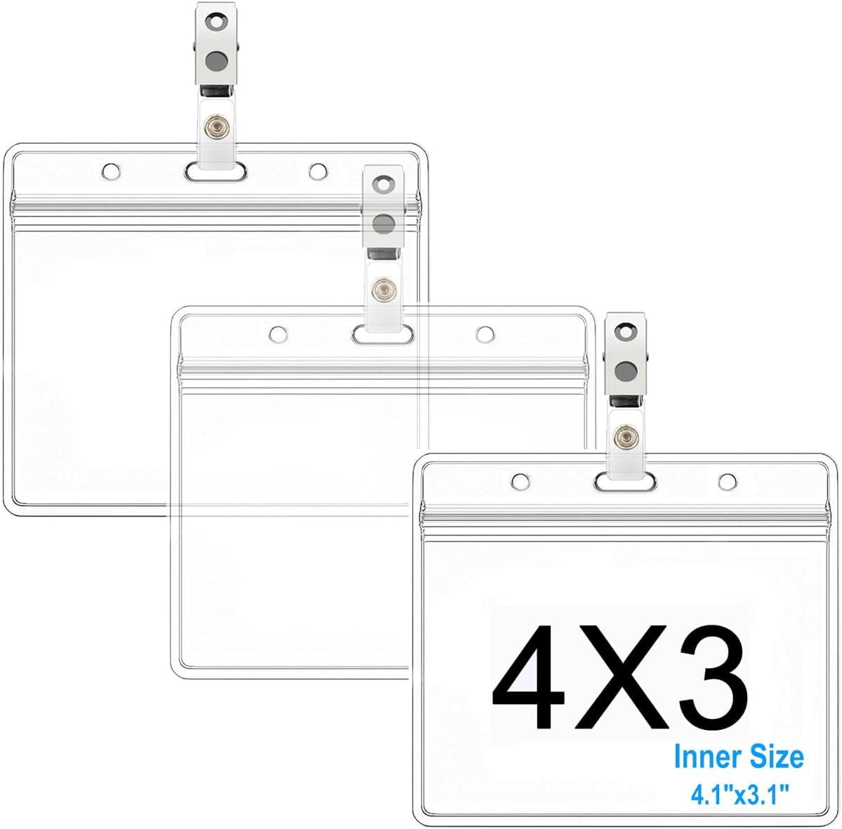 Horizontal Name Tag Holders and Metal Badge Clips with Vinyl Strap ...