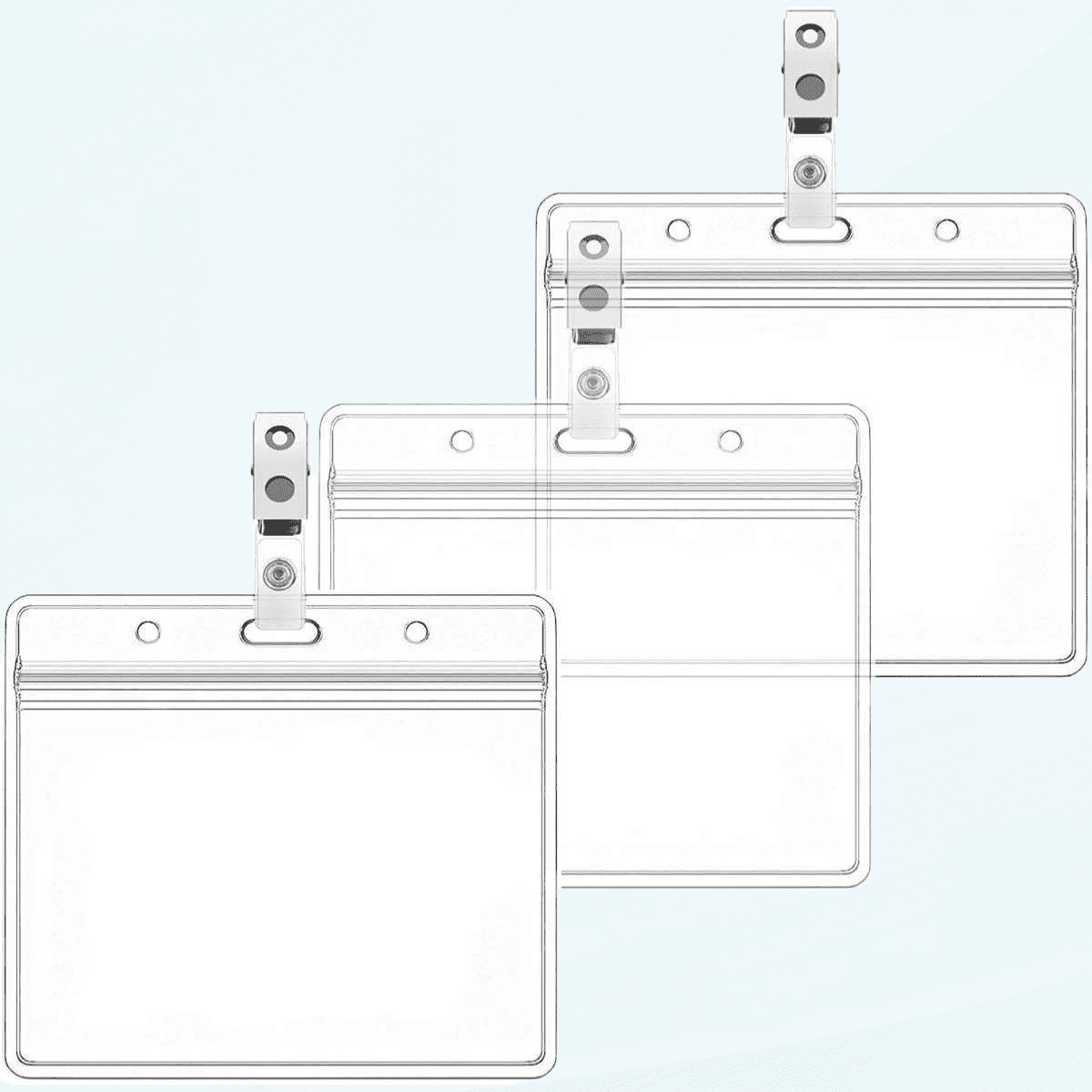 Horizontal Name Tag Holders with Metal Badge Clips, Waterproof PVC ID ...