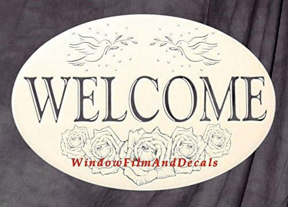 Horizontal Oval Welcome Sign Etched Window Decal Vinyl Glass Cling - 16 ...