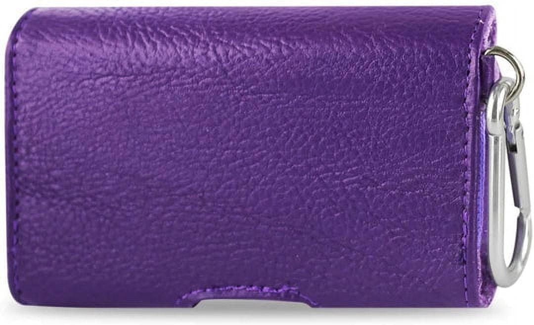 Horizontal Purple Leather Case Magnetic Closure and Smooth No Clip Back ...