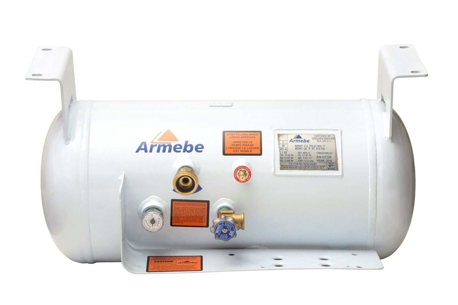 Horizontal RV Motorhome Permanent Frame Mount Propane Tank 12.2 Gallon ...