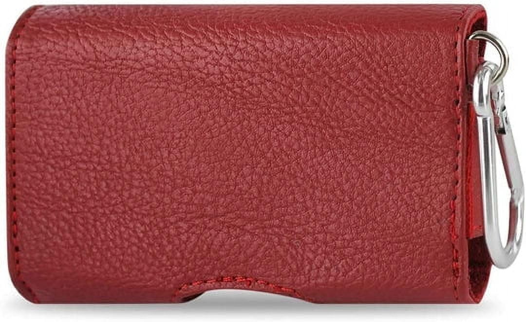 Horizontal Red Leather Case Magnetic Closure and Smooth No Clip Back ...