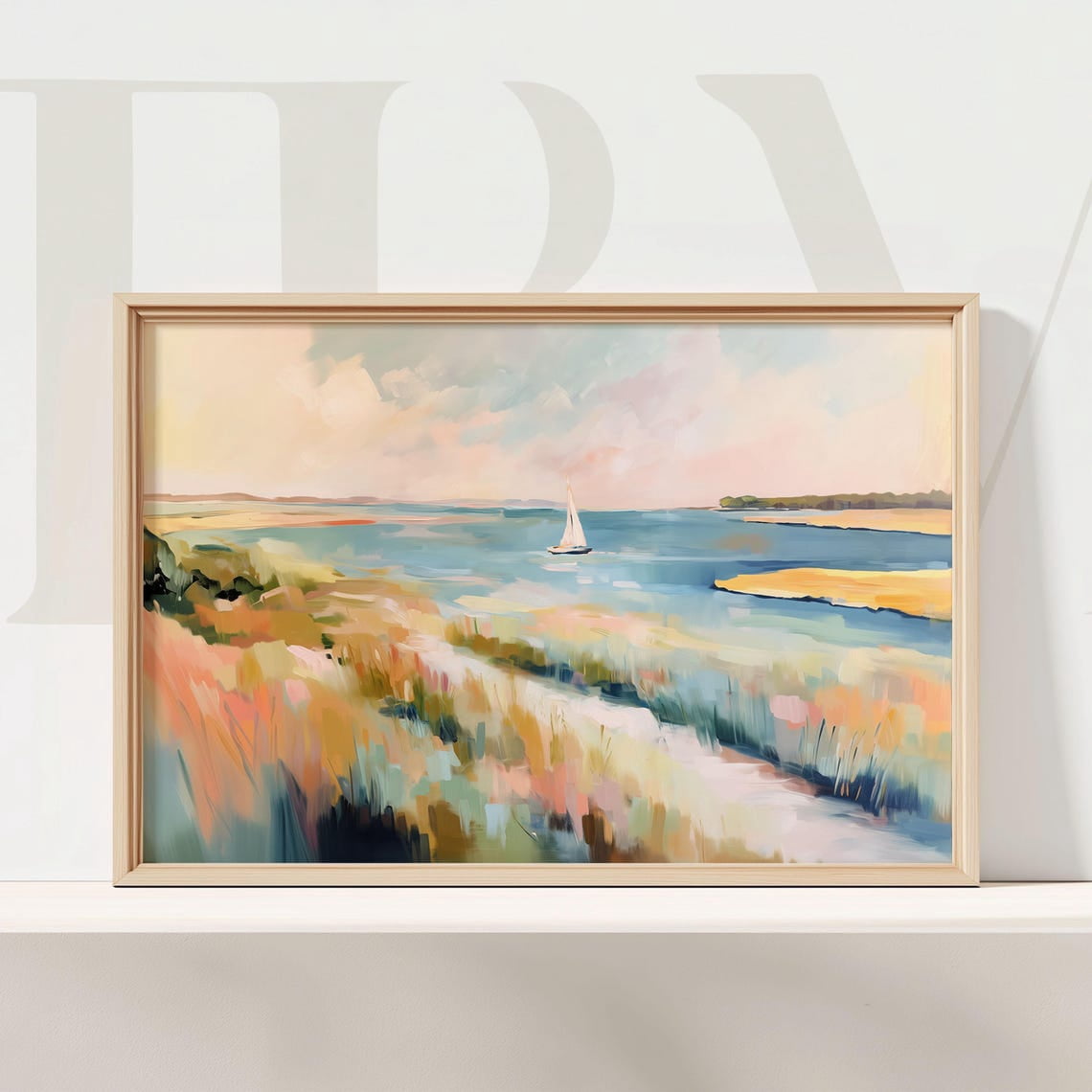 Horizontal Sailboat Wall Art Ocean Landscape Coastal Nautical Seaside ...