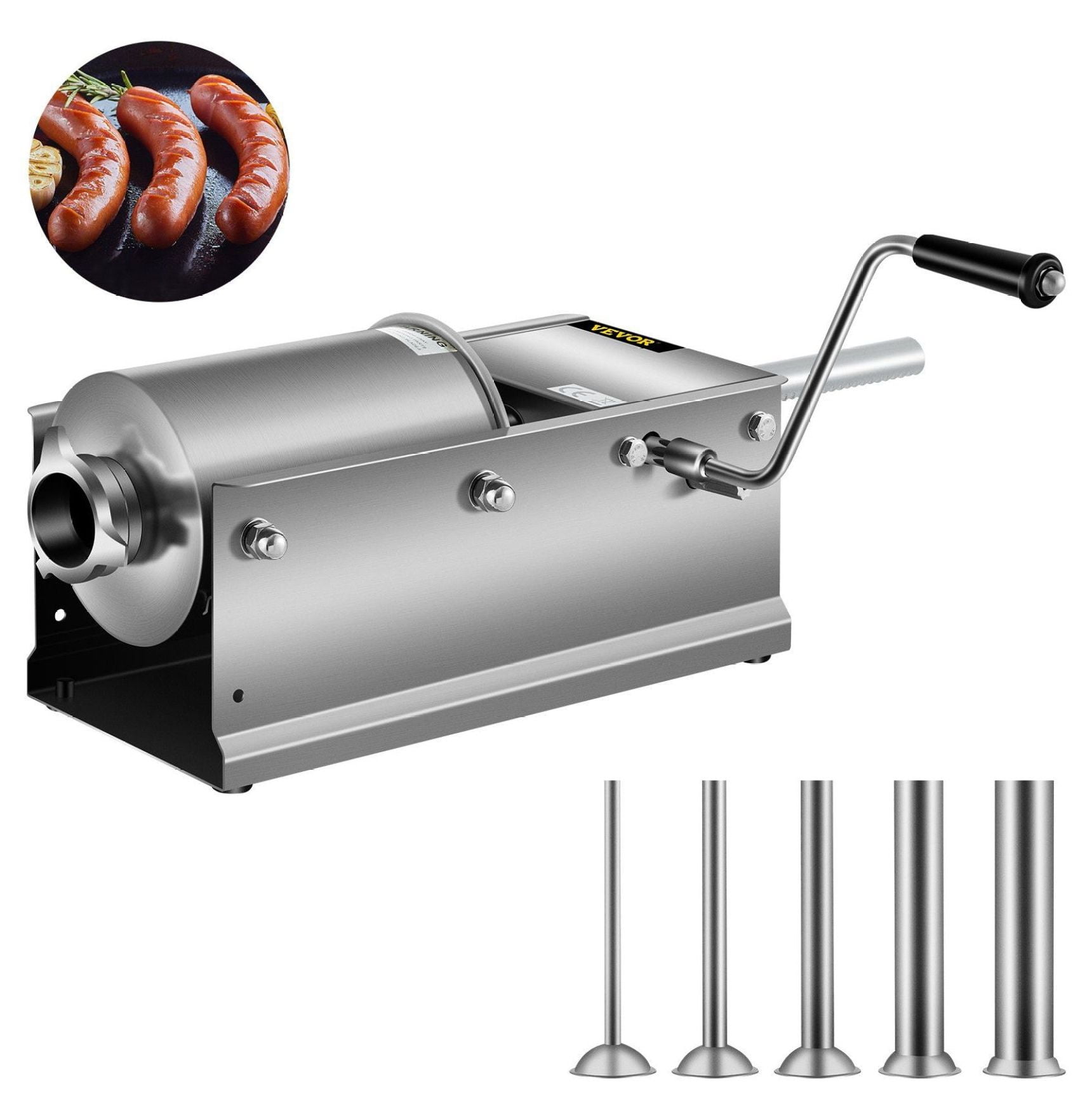 Horizontal Sausage Stuffer 3L/ 7Lbs Manual Sausage Maker With 5 Filling ...