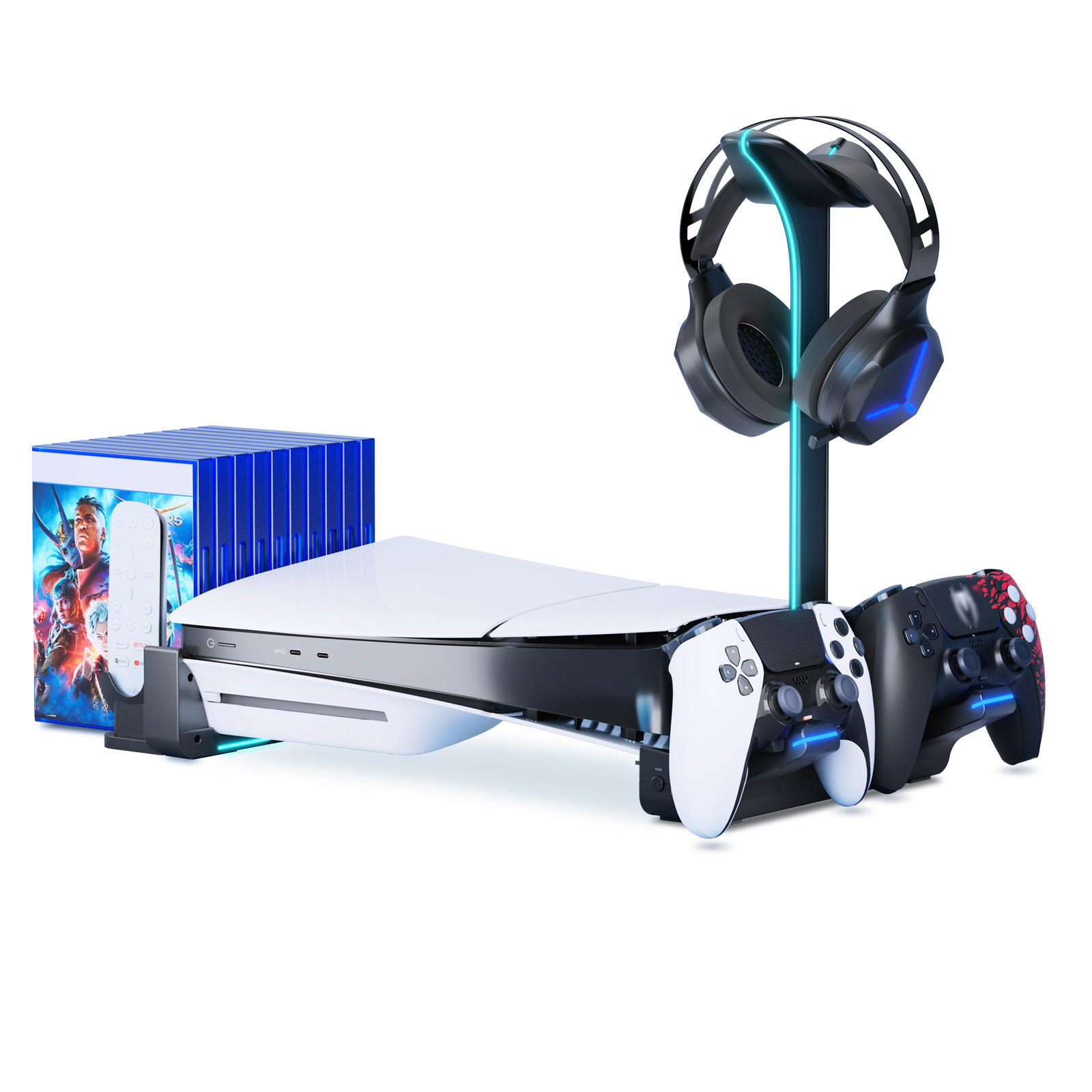 Horizontal Stand for PS5 Slim Disc and Digital Console with Dual ...