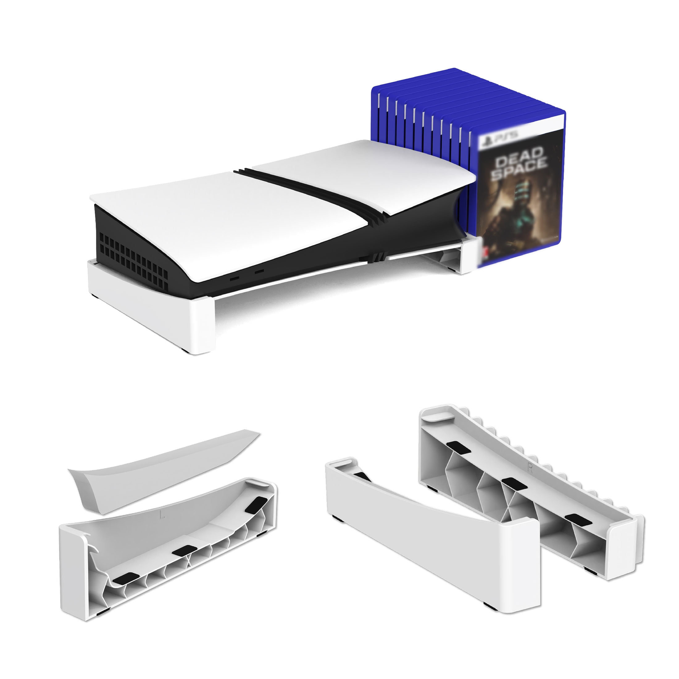 Horizontal Stand for PS5 Slim & Pro Console and Hold 12 Pcs Game Disc ...
