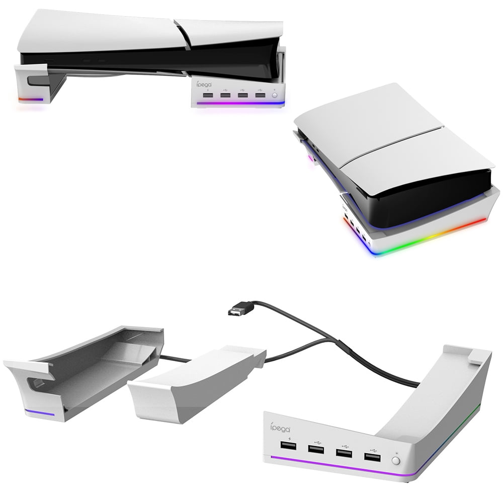 Horizontal Stand for for PS5 Slim Console Disc/Digital ,with RGB Light ...