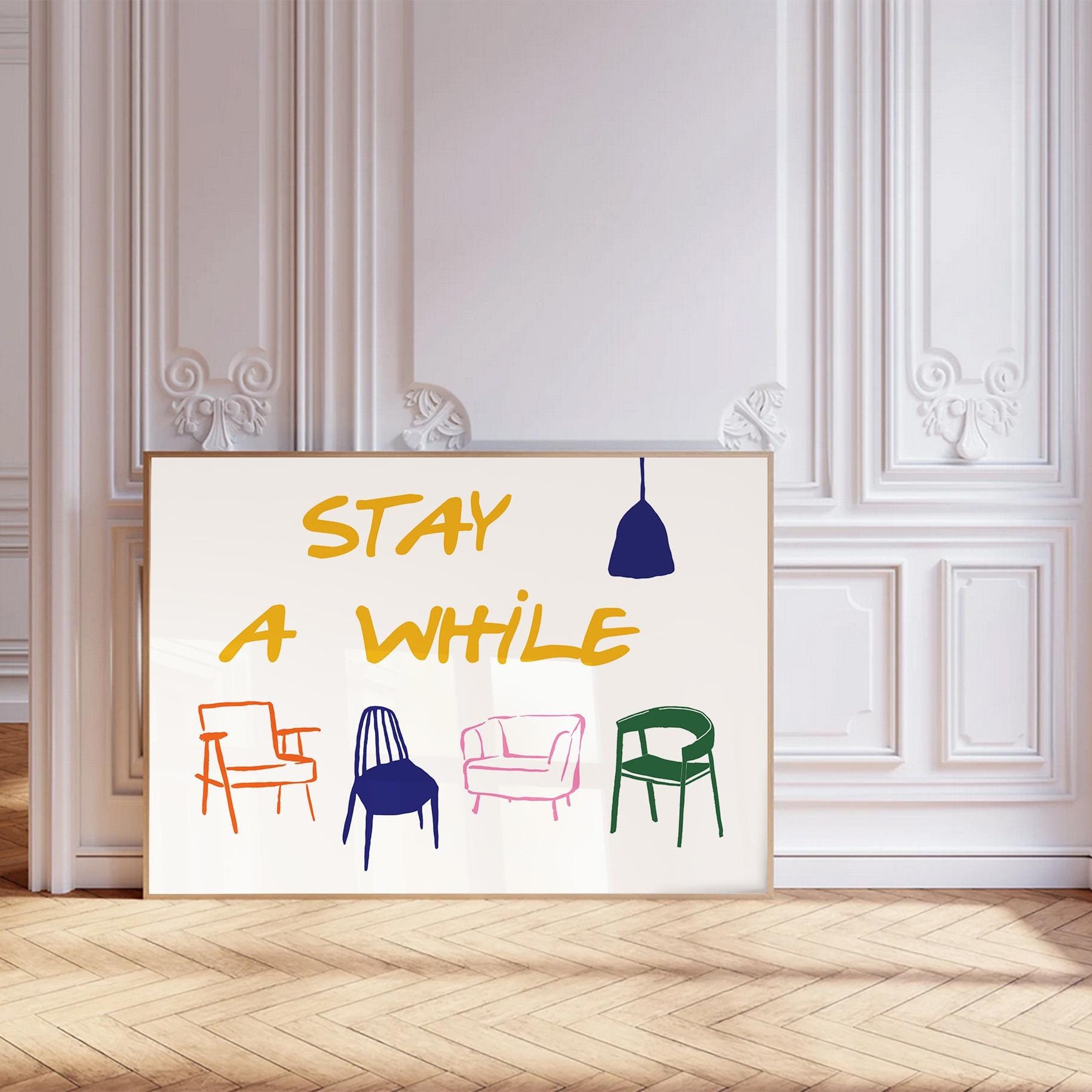 Horizontal Stay A While Print, Bauhaus Poster, Exhibition Poster, Mid ...