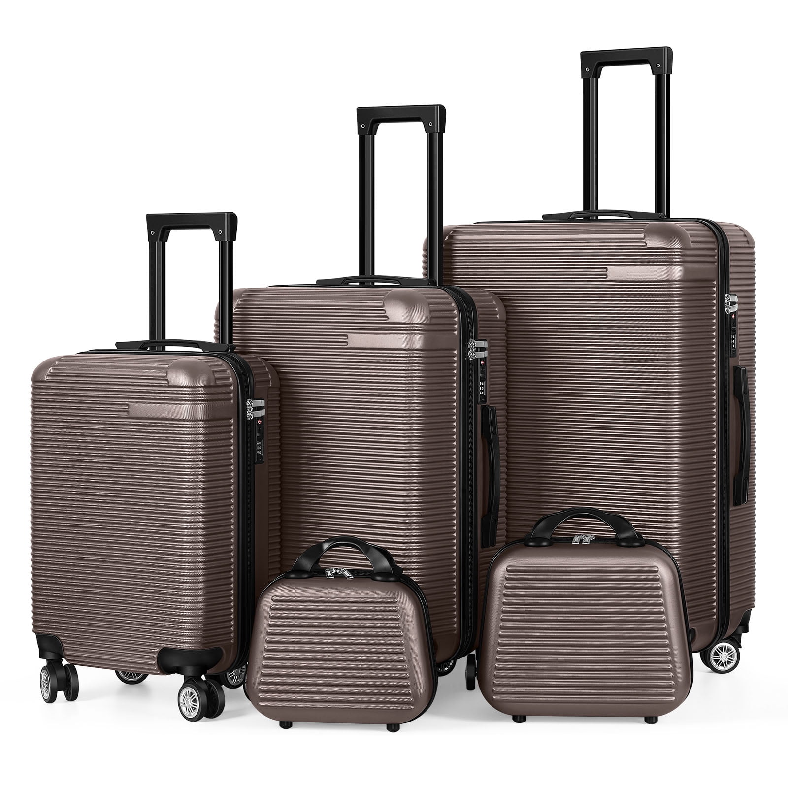 Horizontal Stripe Luggage Travel 5-Piece Set Brown - Walmart.com
