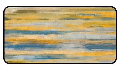 Horizontal Stripes Yellow Blue Print Kitchen Rugs Floor Mat Anti ...