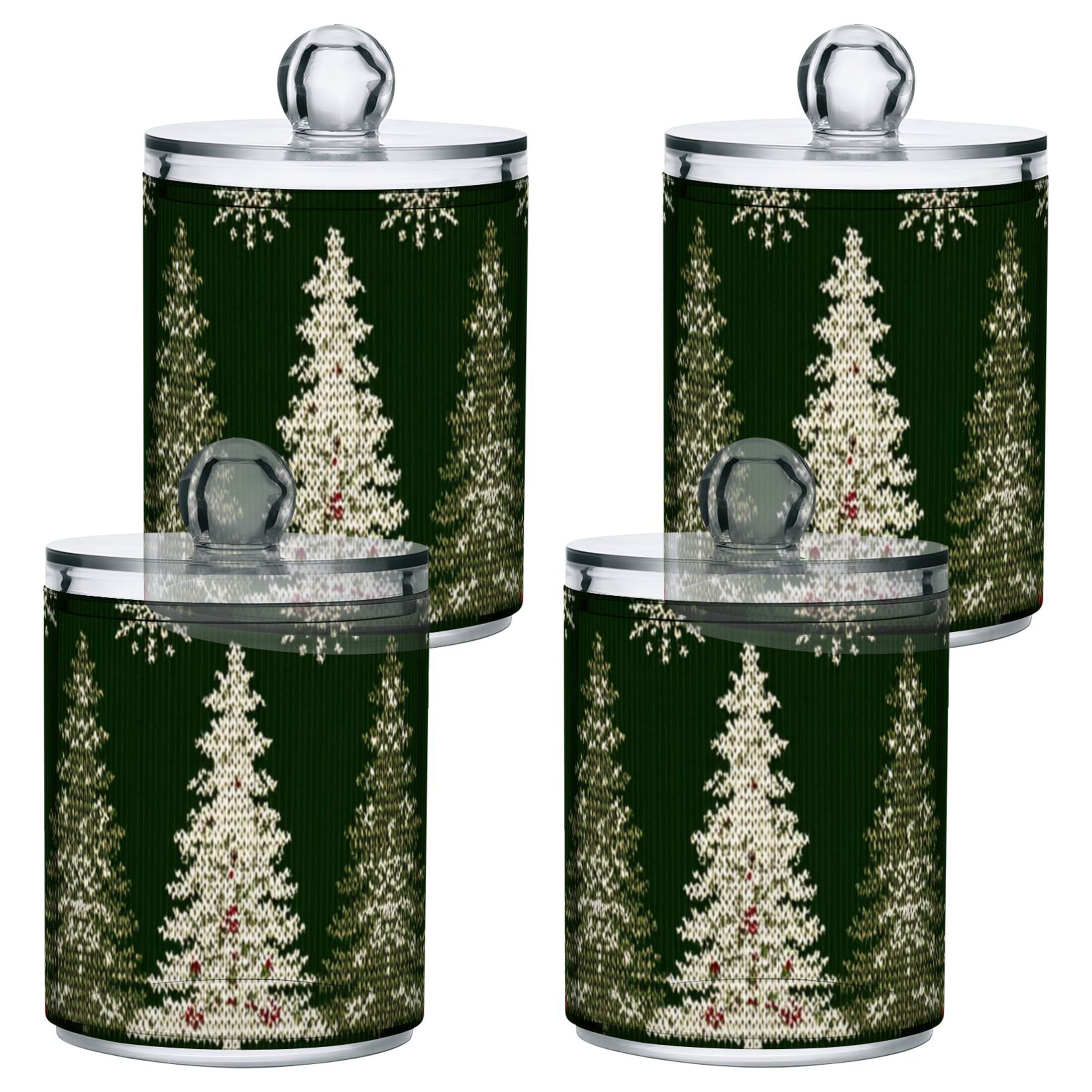 Horizontal Stripes with Christmas Tree Knit Translucent Plastic Cans ...
