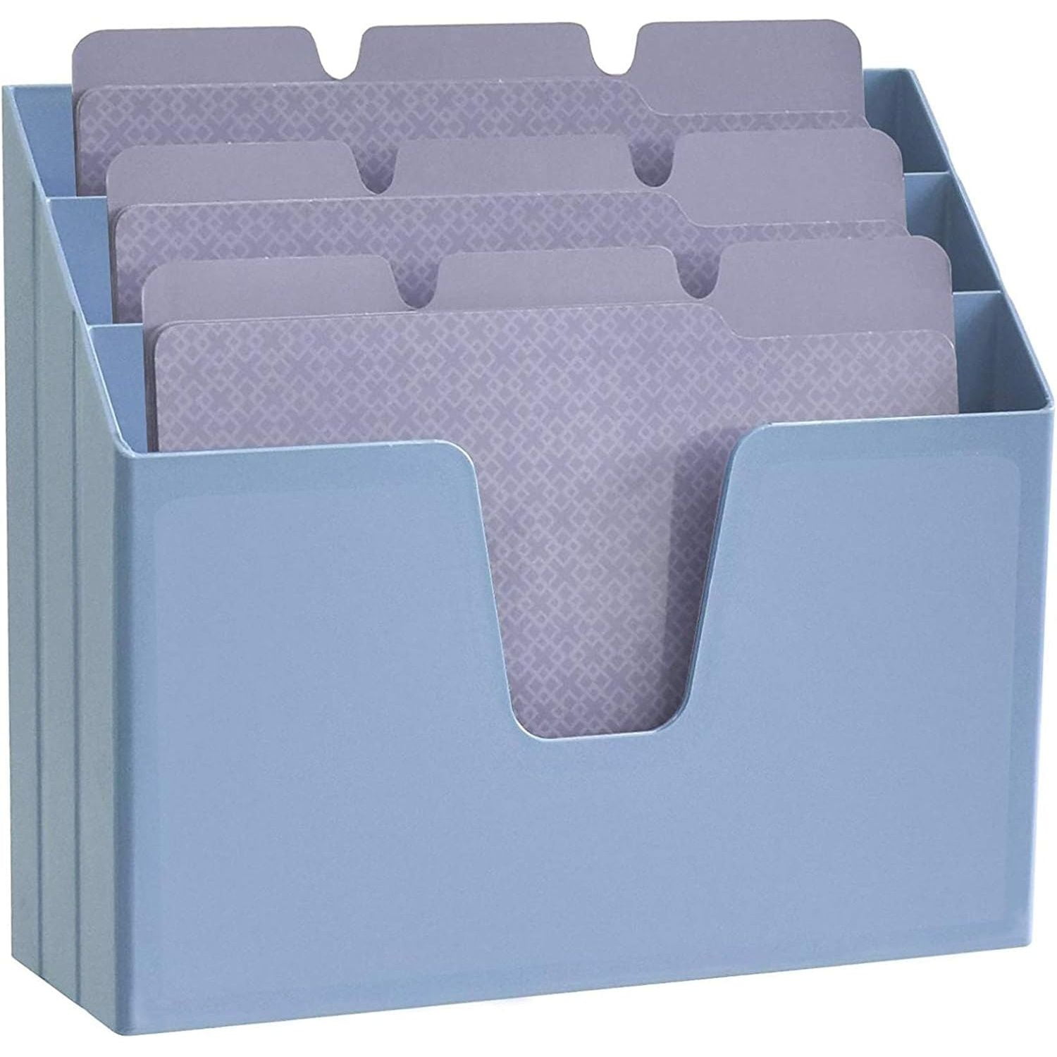 Horizontal Triple File Folder Holder Organizer (Solid Blue Color ...