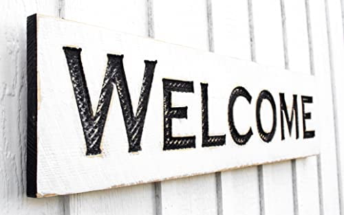 Horizontal Welcome Sign - Carved (Available in 3 Sizes) Solid Wood ...