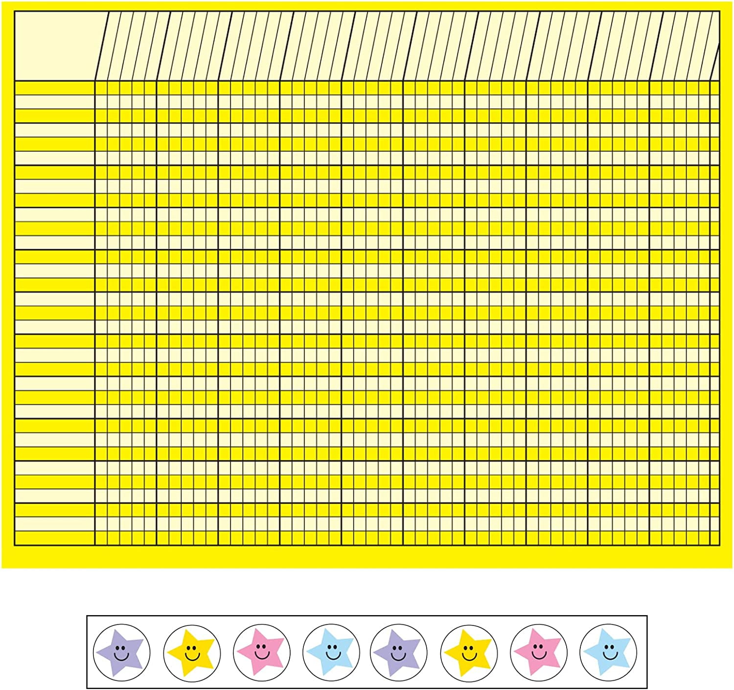 Horizontal Yellow 4 Piece Classroom Incentive Chart and Sticker Set ...