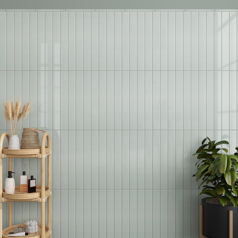 Horizonte 2 x 16 in. Glossy Pastel light Blue Ceramic Subway Wall Tile ...