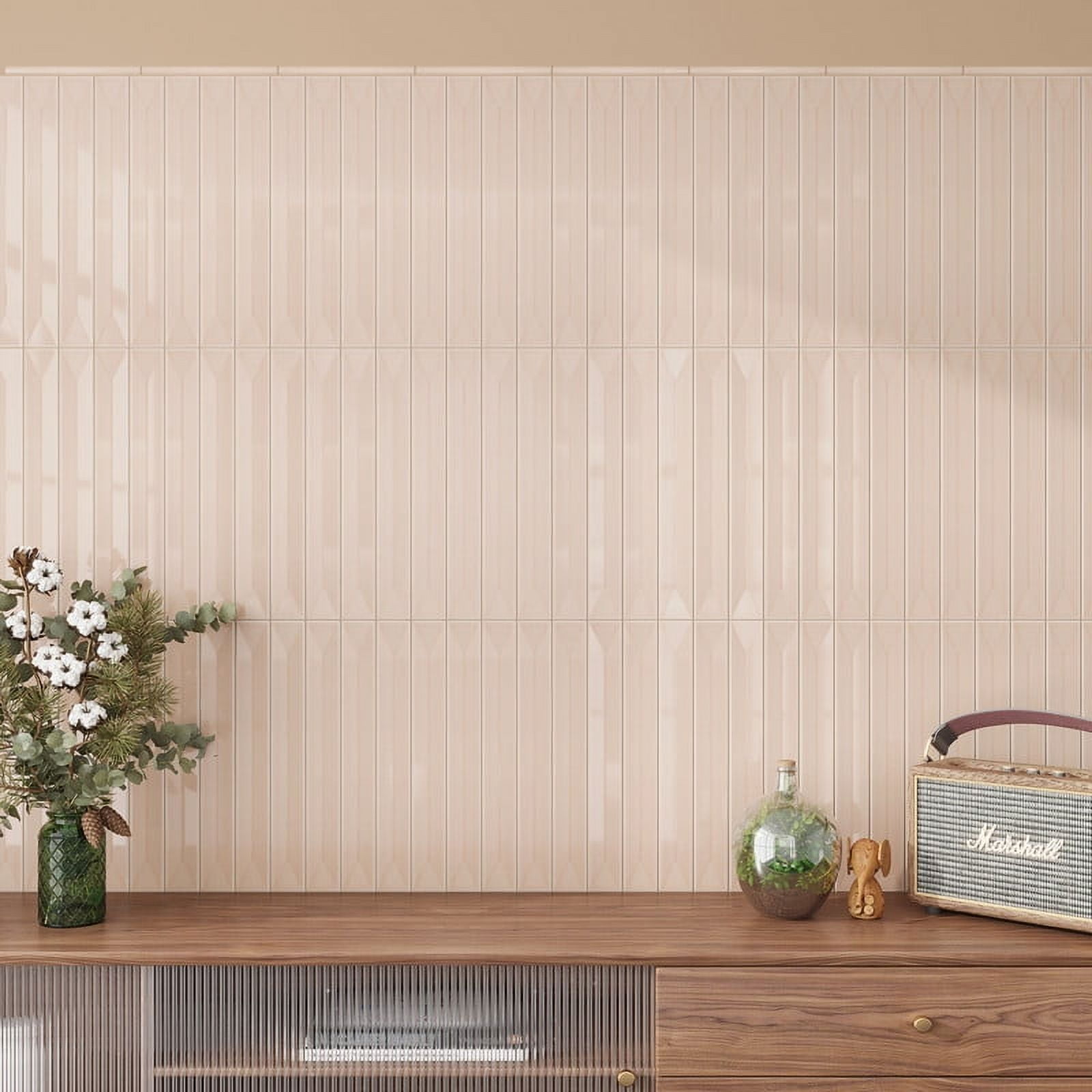 Horizonte 2 x 16 in. Glossy Powder Pink Ceramic Deco Subway Wall Tile ...