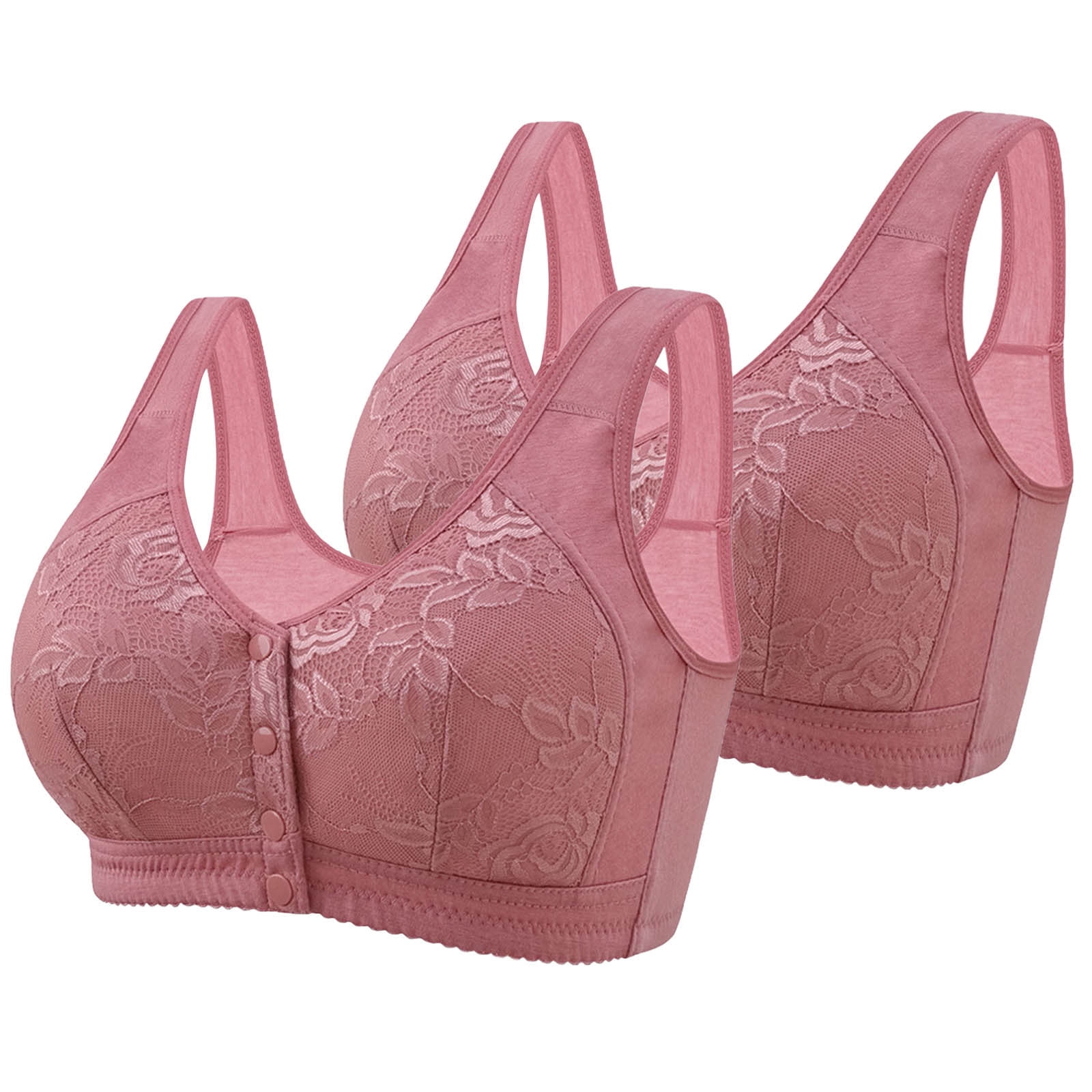 Horkkom Front Closure Bras for Women 2 Pack Breathable Plus Size Button ...