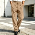 Horkkom Mens Dress Pants Straight Leg Button Zipper Work Pants Office ...