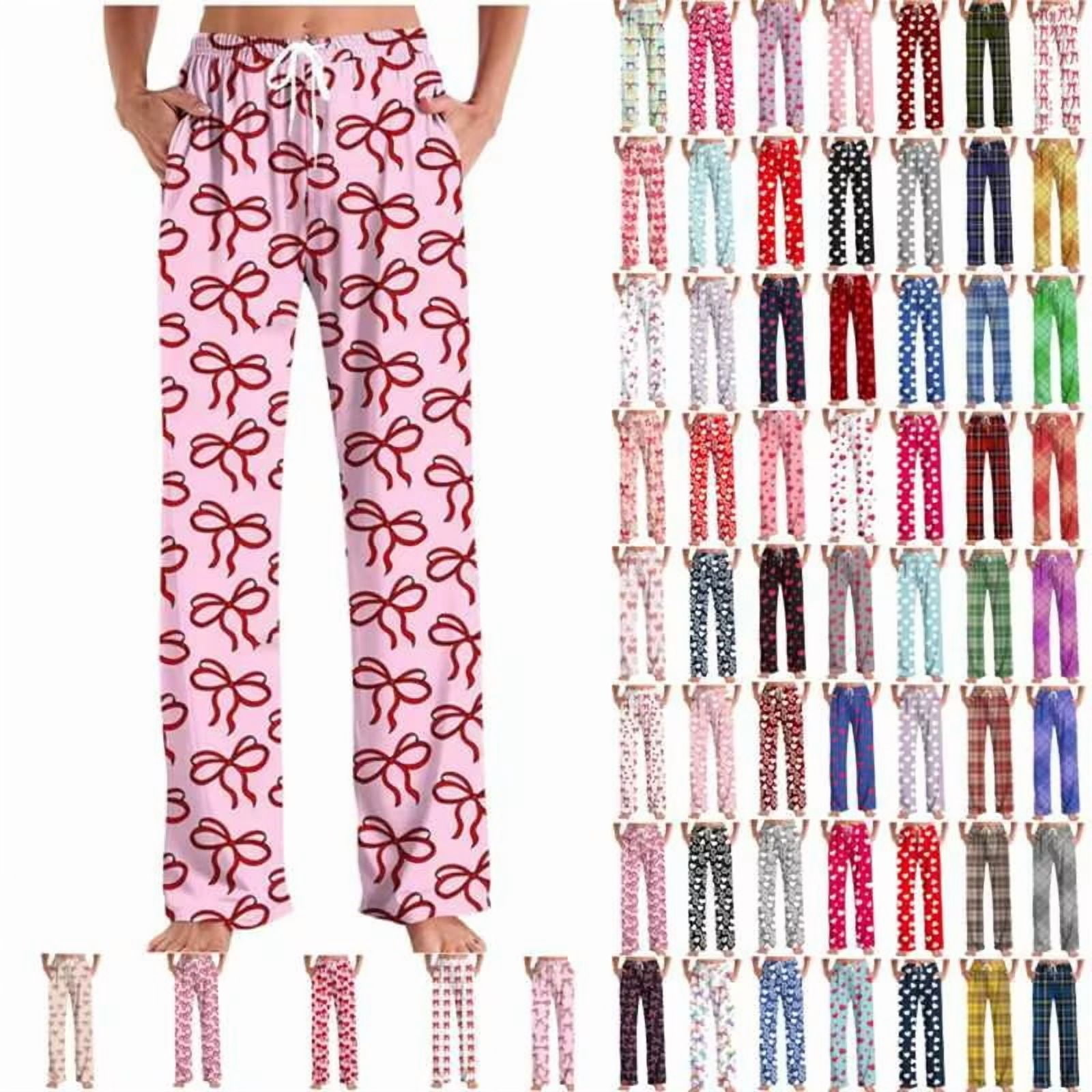 Horkkom Mens Plaid Pajama Pants Women Elastic Waist Casual Comfy ...