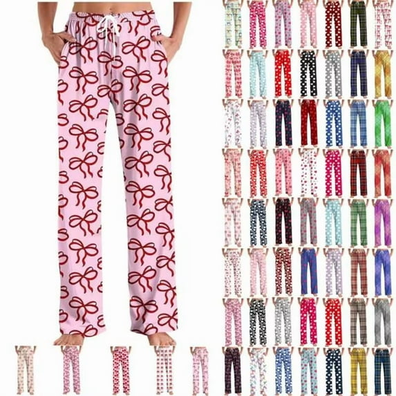 Horkkom Pajama Pants for Women Men Elastic Waist Casual Comfy Bottoms ...