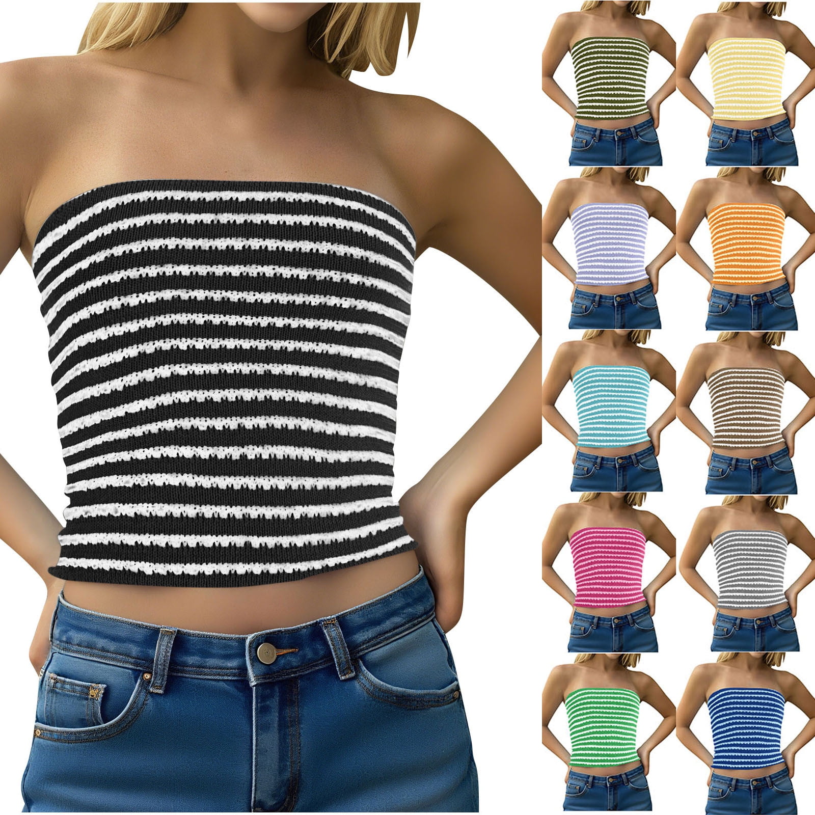 Horkkom Women Tank Tops, Sleeveless Halter-Neck Outdoor Vest, Striped ...