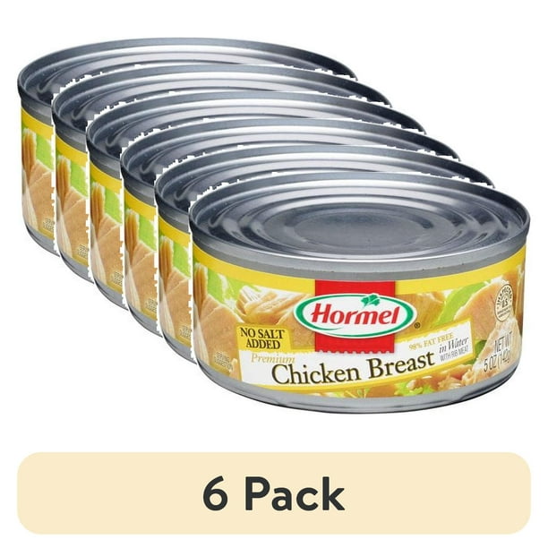 (6 pack) Hormel No Salt Added Premium Chicken Breast, in Water, 5 oz ...