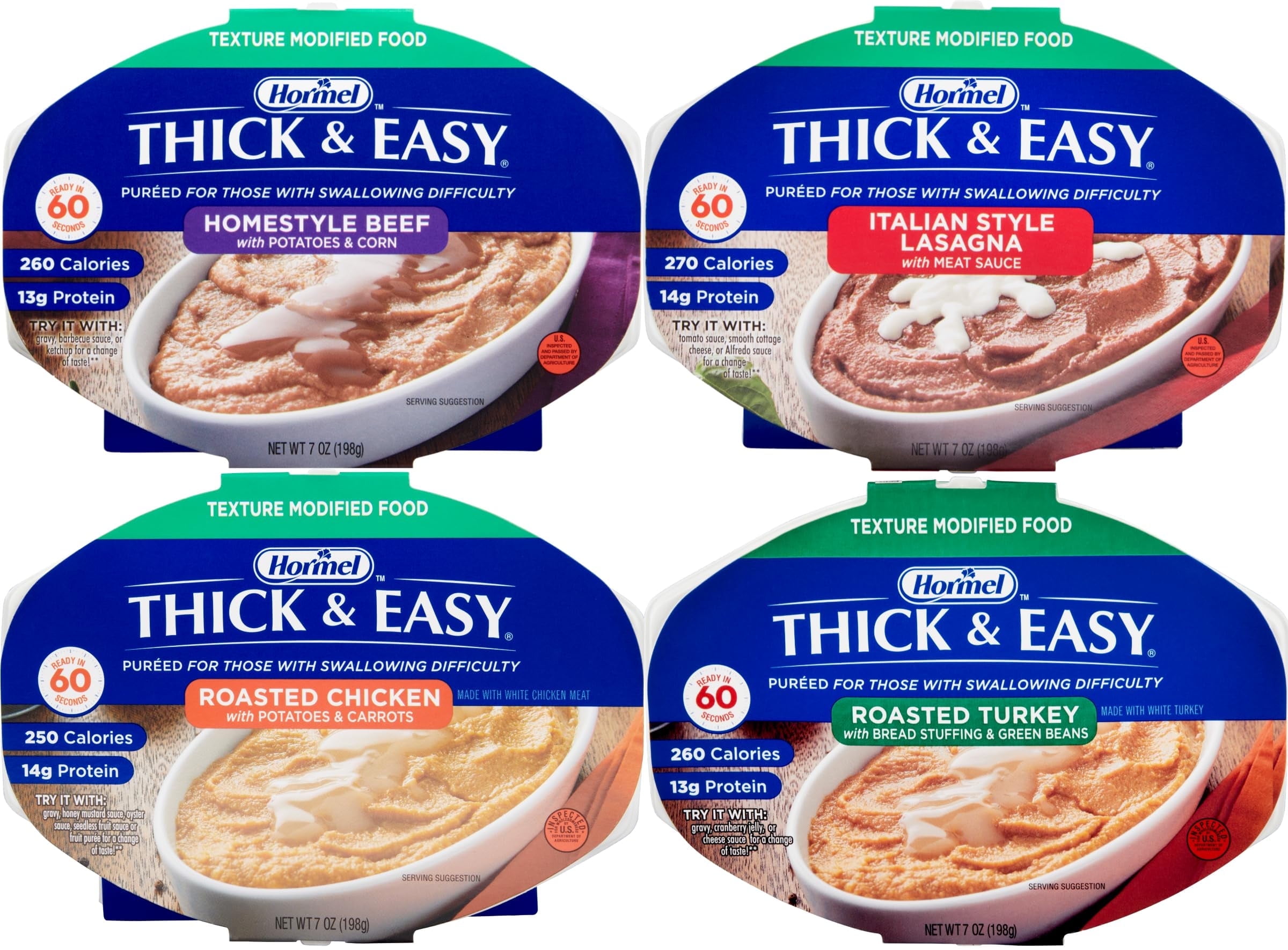 Hormel Thick & Easy Pureed Meals Variety, Roasted Chicken, Beef ...
