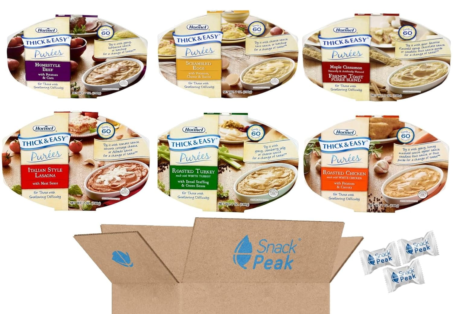 Hormel Thick and Easy Pureed Meals Snack Peak Variety Gift Box (6 – 7 ...