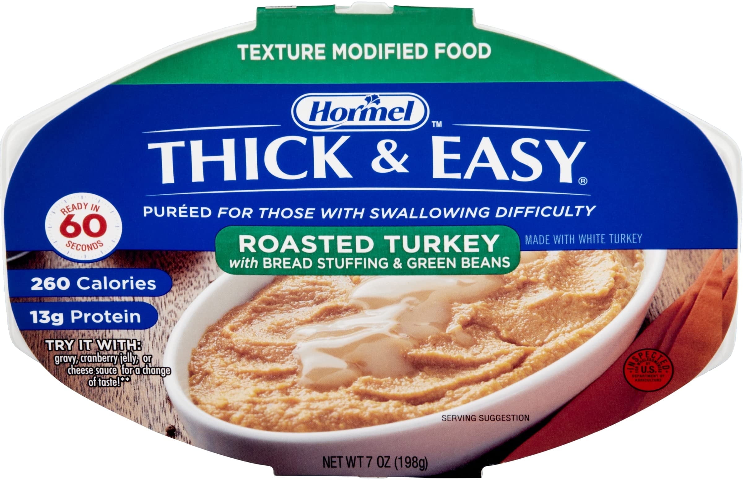 Thick & Easy Pureed Turkey, Stuffing, Green Beans, 7 oz, Shelf-Stable ...