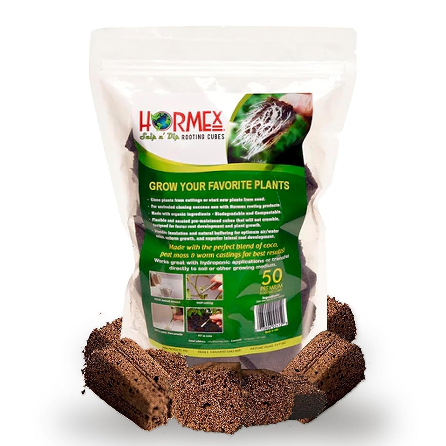 Hormex Grow Garden Rooting Cubes - Hydroponic & Seed Starter - Peat ...