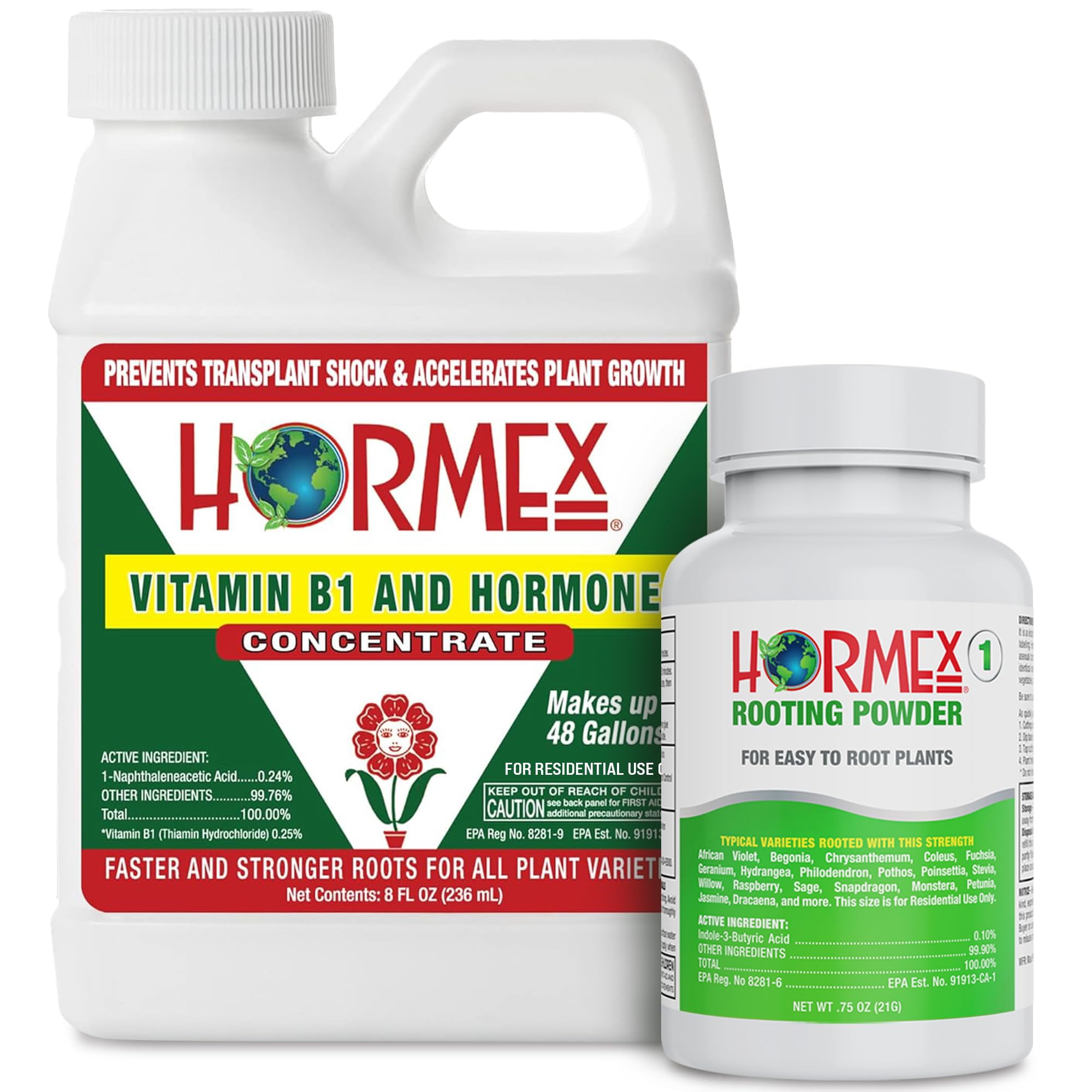 Hormex Rooting Powder #1 & Vitamin B1 Hormone Concentrate Combo - Root Stimulator for Softwood ...