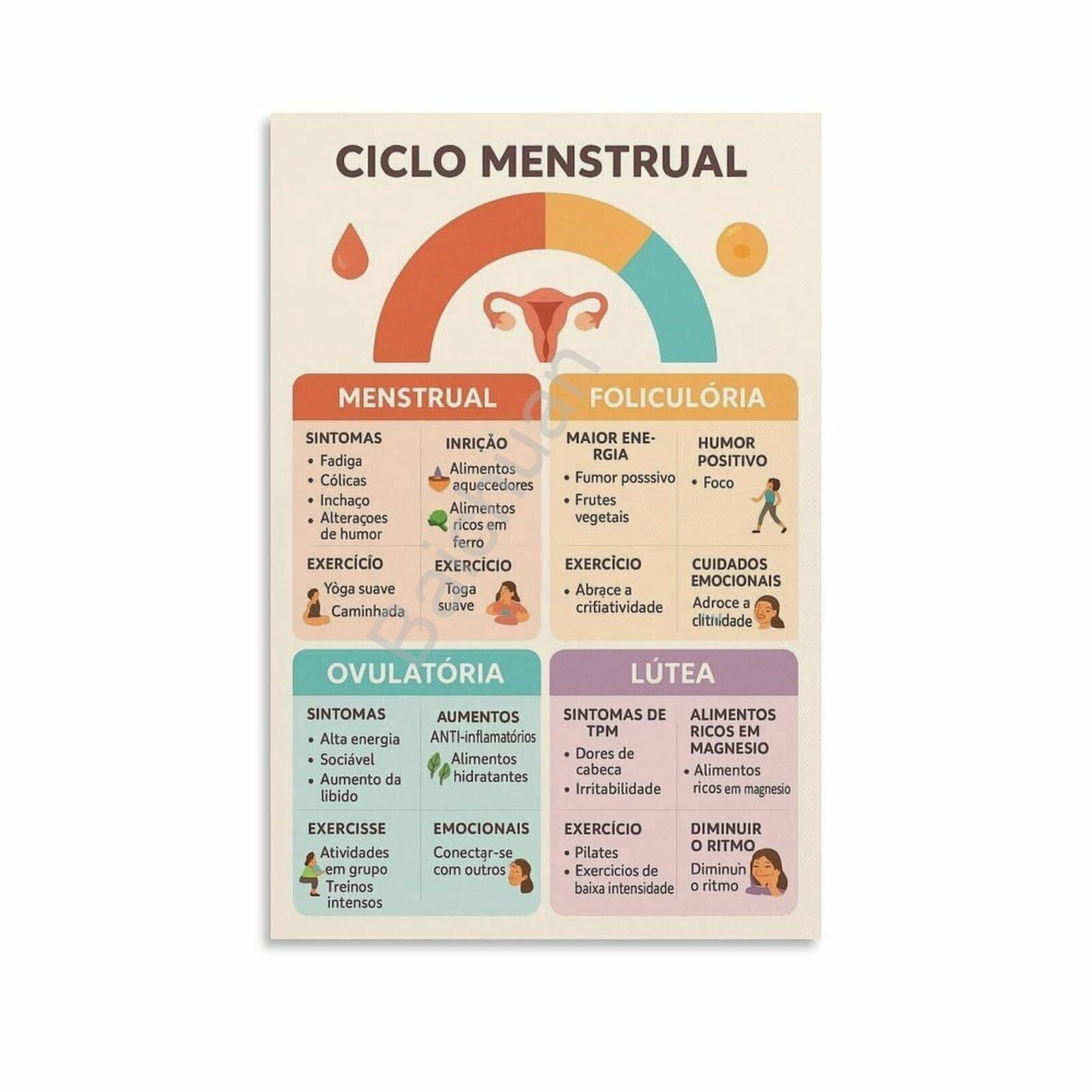 Hormones Of The Menstrual Cycle Poster Menstrual Cycle Guide (5) Canvas ...