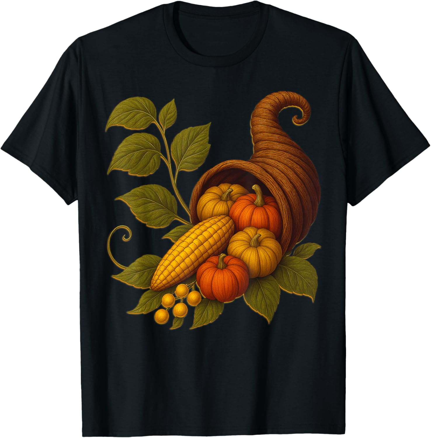 Horn-of-Plenty Fall s Autumn Harvest Thanksgiving T-Shirt - Walmart.com