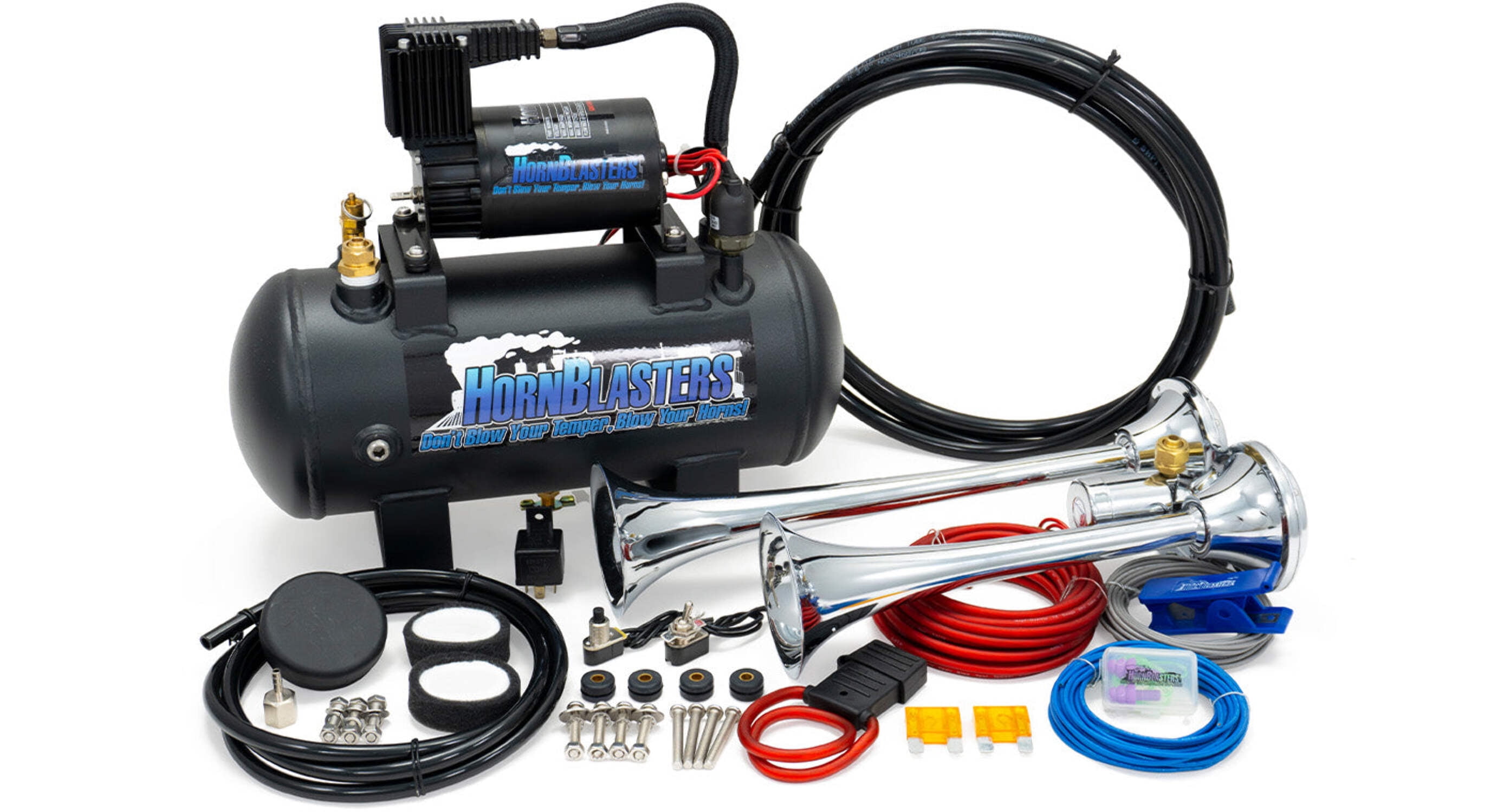 HornBlasters Psychoblasters 127H Air Horn Kit - 1.5 Gallon 120 PSI - 12 ...