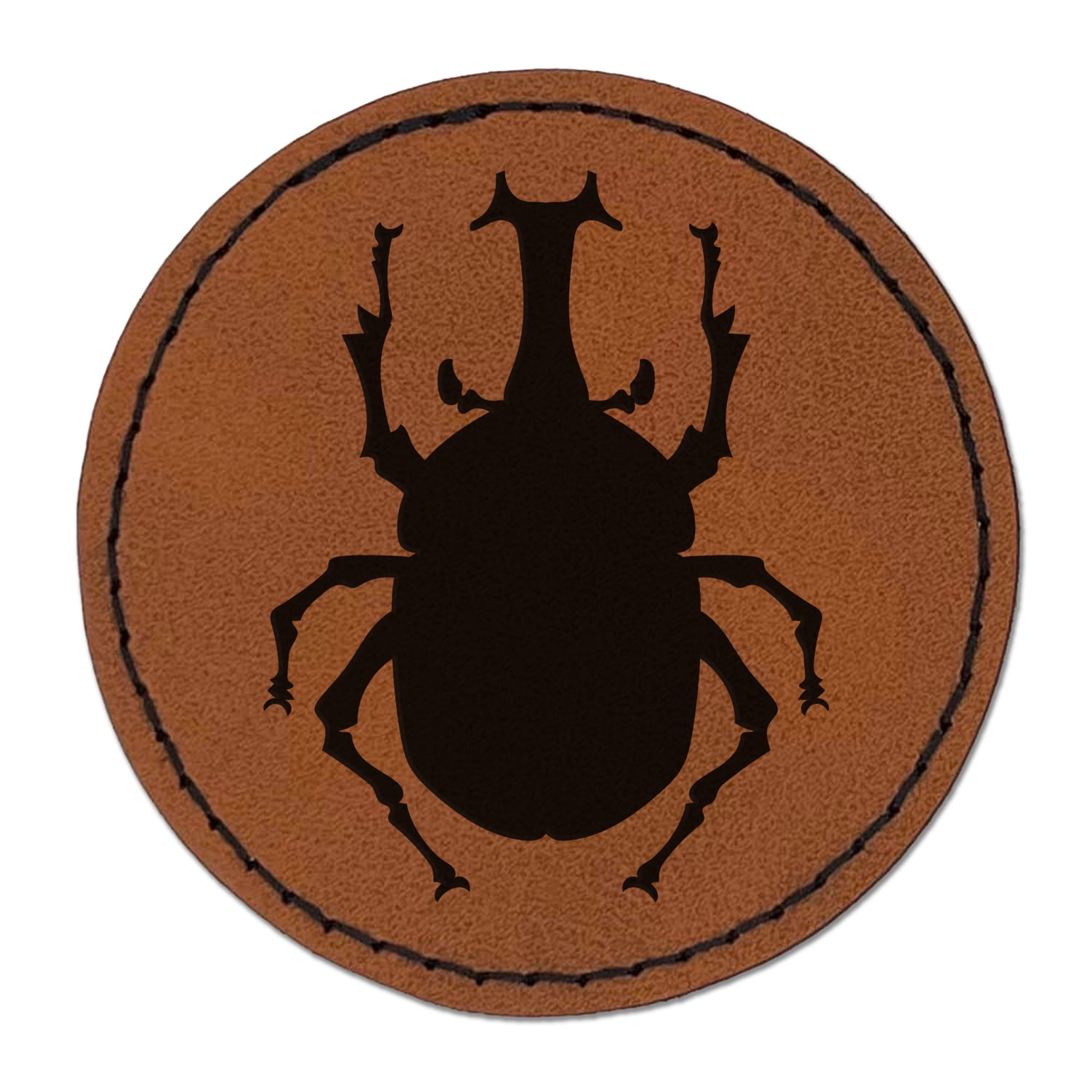 Horned Dynastid Rhinoceros Beetle Insect 2.5" Faux Leather Round ...