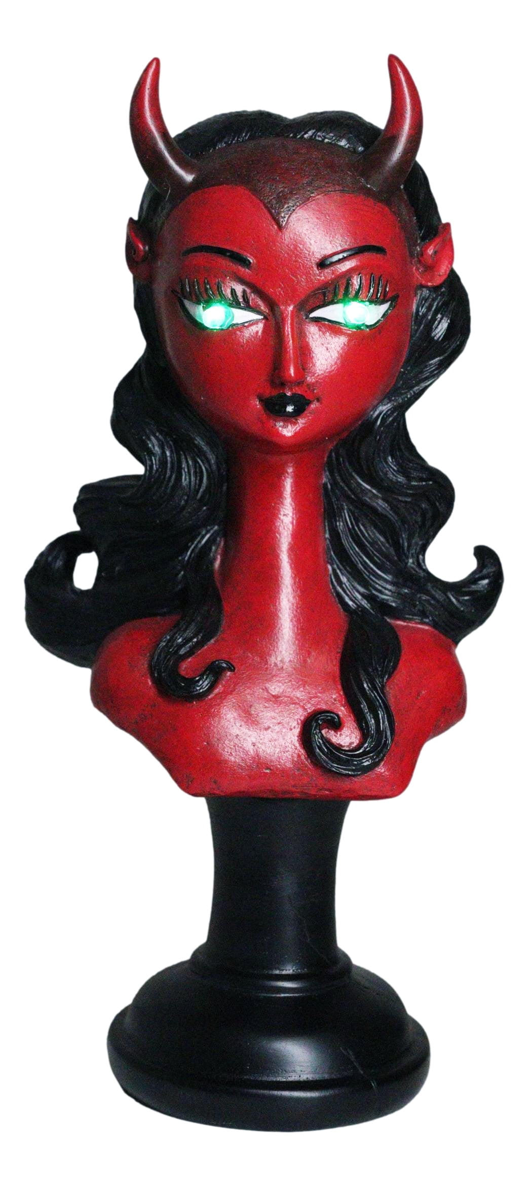Horned Lilith Hell Demon Devil Queen Bust Figurine With Green LED Light ...