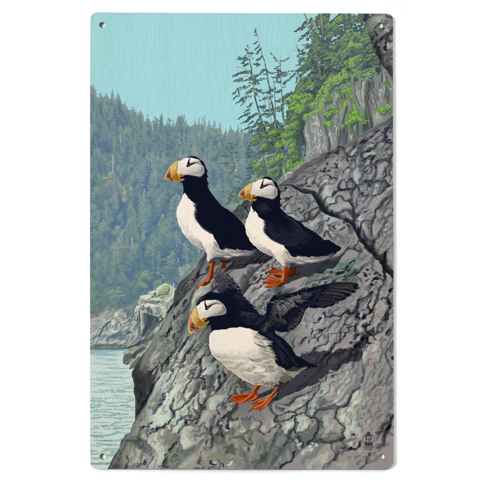 Horned Puffins Birch Wood Wall Sign (6x9 Rustic Home Decor, Ready to ...