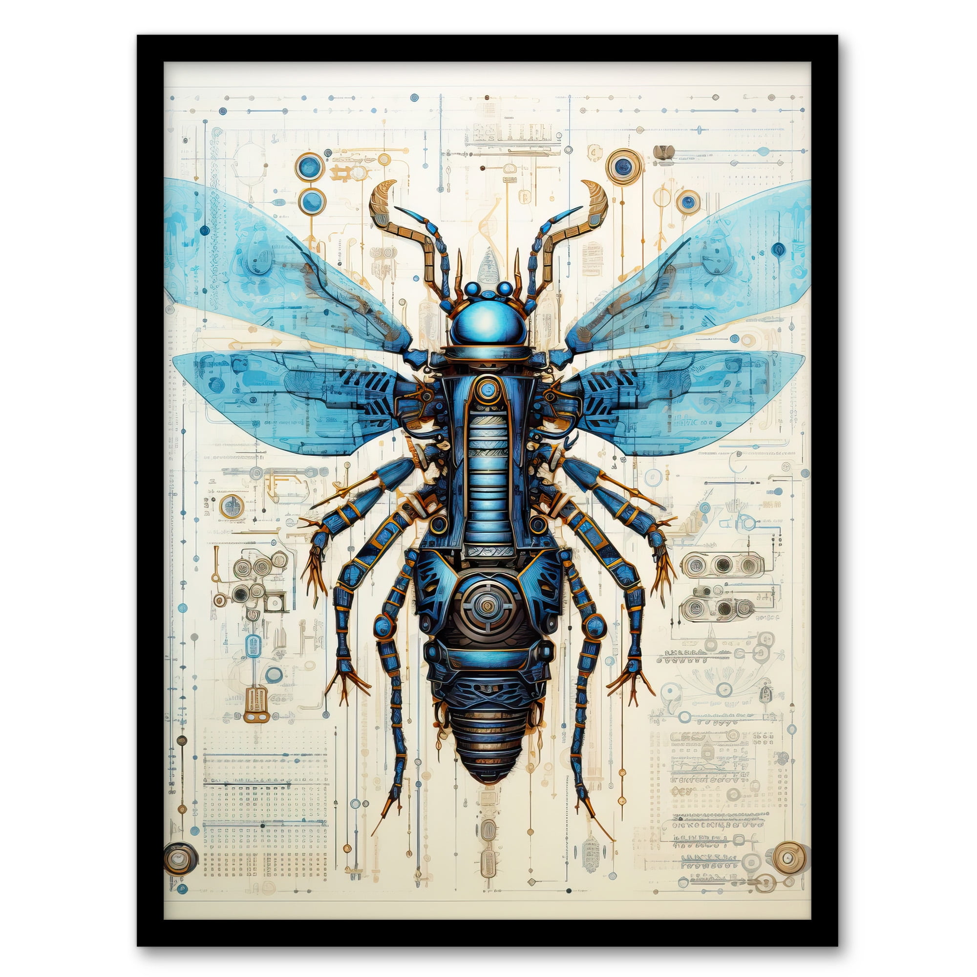 Hornet Robot Hybrid Secret Military Schematic Blueprint Futuristic Complex Arcane Manuscript ...